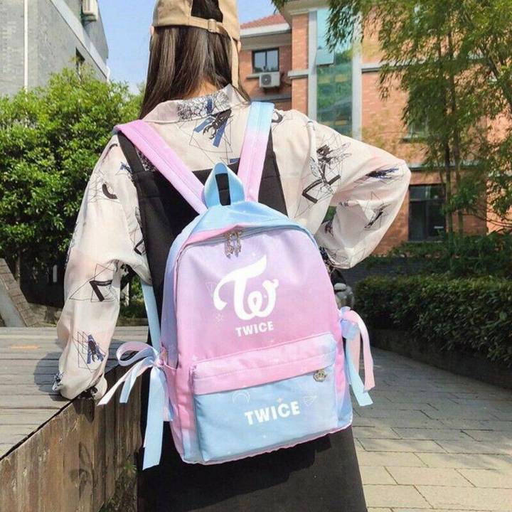 KPOP TWICE Gradient Color Backpack Travel Shoulder Bag Student Canvas ...