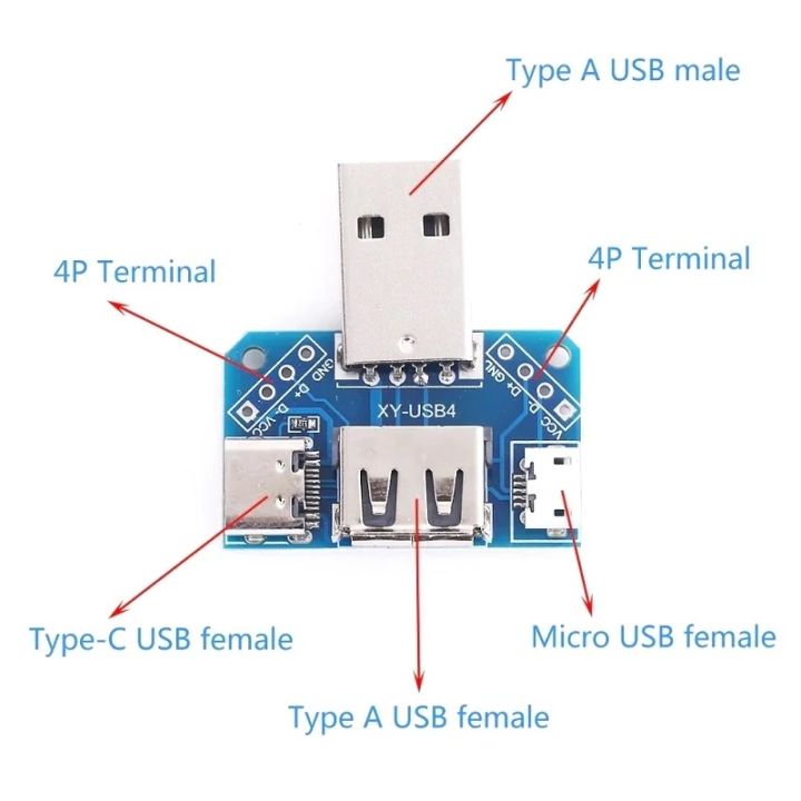 XY-USB4 USB Adapters Male To Female Micro Type-C USB 4P 2.54mm USB4 ...