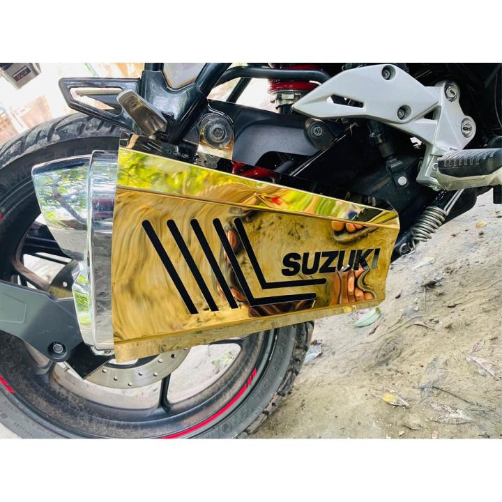 Gixxer Silencer Guard Cover Exhaust with Fittings clam- Golden colour | Daraz.com.bd