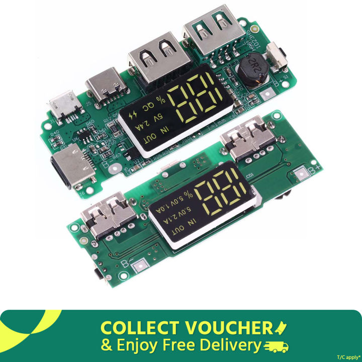 LED Dual USB 5V 2.4A Micro/Type-C USB 18650 Fast Charging Power Bank ...