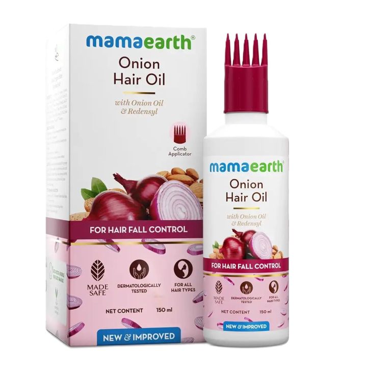 Mamaearth Onion Hair Oil | Natural & Organic Anti Hair Loss & Hair Fall Control Oil with ...