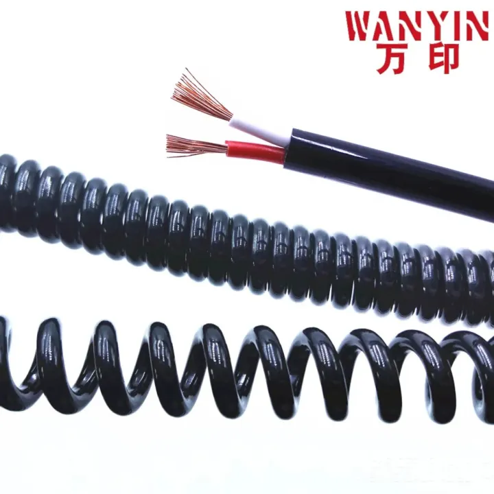 High quality spring spiral cable 2 core-3-4-5-6-8-9-10-12 core black ...