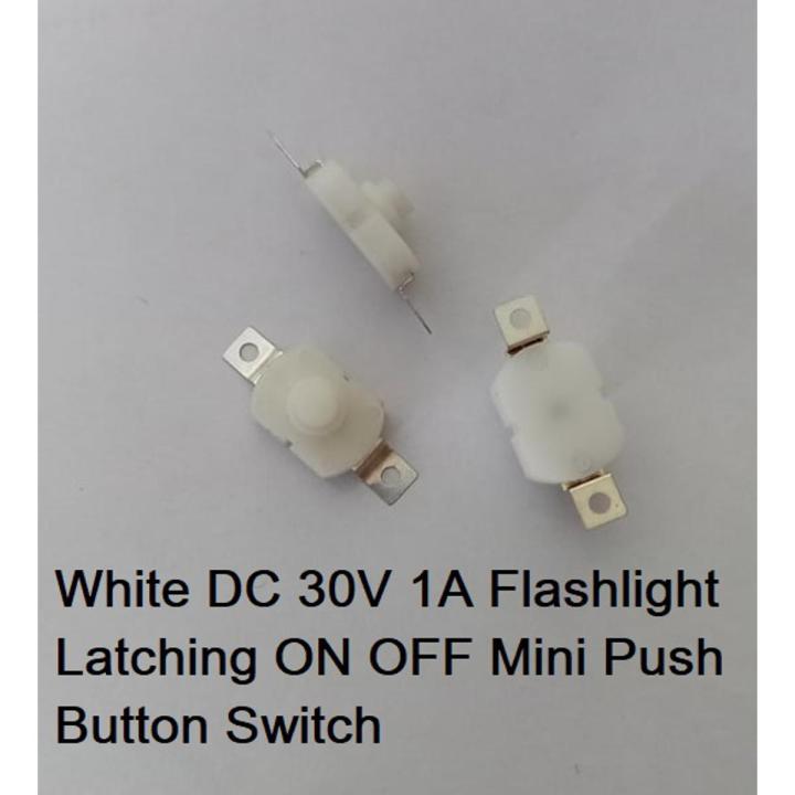 White 5Pcs DC 30V 1A Flashlight Latching ON OFF Mini Push Button Switch ...