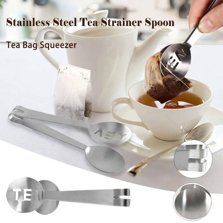 Tea Bag Squeezer Steel Tong Spoon Long Tea Stainless Steeper Strainer ...