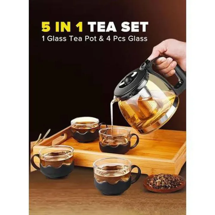 900 ml 5 Pcs Heath Tea Set Heat Resistance Glass Teapot and Teacups Set ...