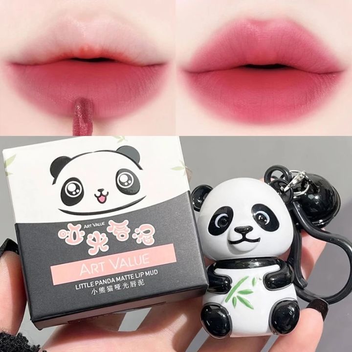 Cute Panda Keychains Lip Mud Long Lasting Not Easy Fading Matte Velvet ...