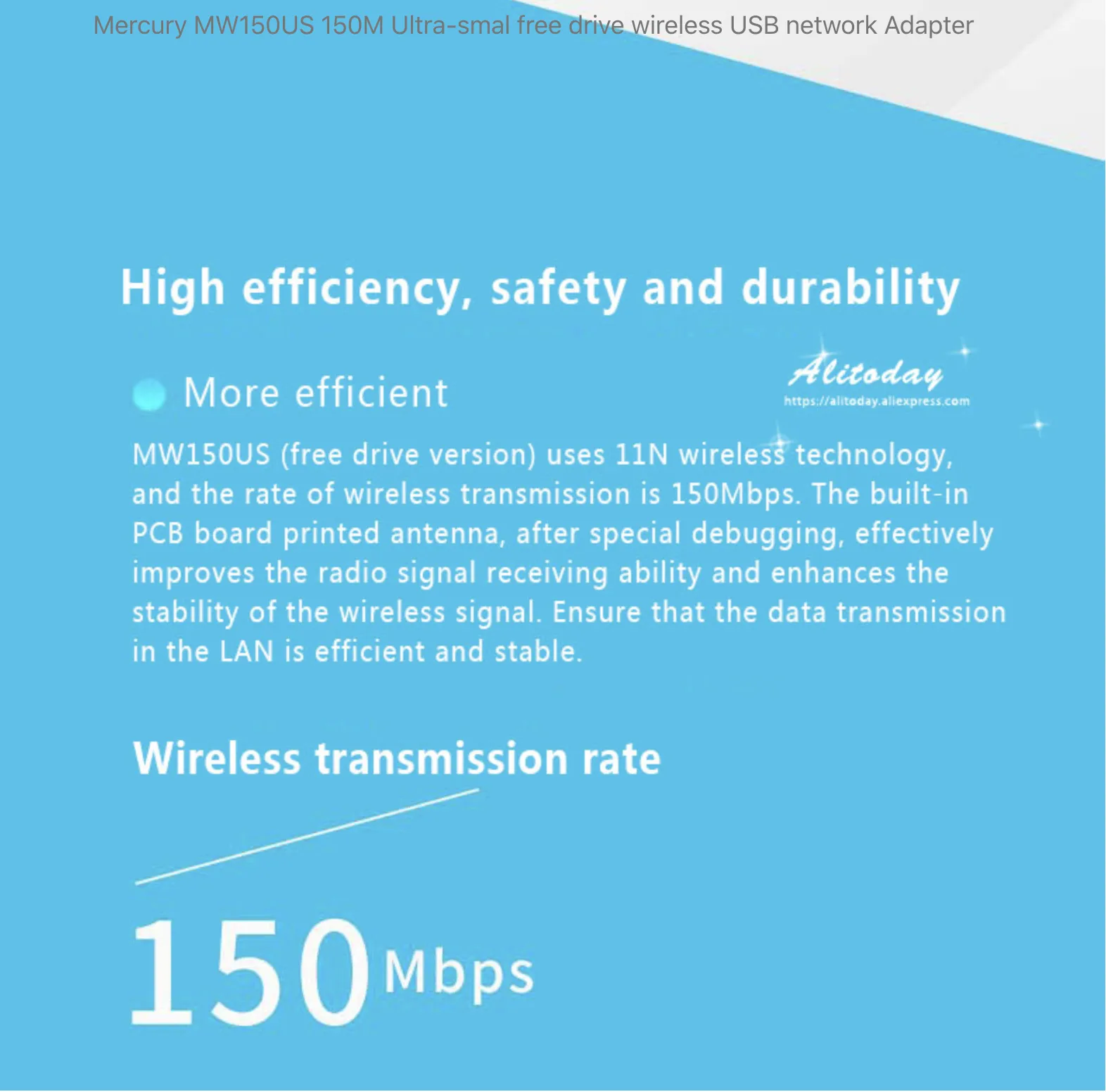 Mercury MW150US 150M Ultra-small free drive wireless USB network card ...