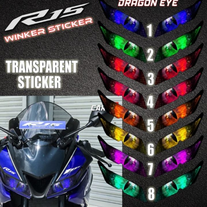 YAMAHA R15 V3 TRANSPARENT DRAGON EYE STICKER Orange ( PAIR ) | Daraz.com.bd