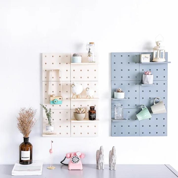 No Punch Wall Shelf Storage Rack Pegboard Wall Organizer Home Decor ...