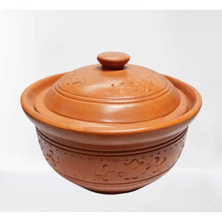 Clay Terracotta Design Curry Pot With Lid 13x22 cm-Big Size | Daraz.com.bd