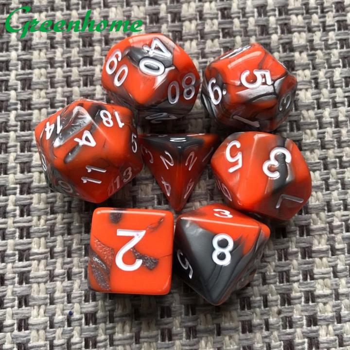 Greenhome 7Pcs/Set Polyhedral Dices Board Games Acrylic Bicolors Multi ...