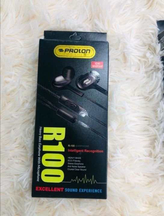 Proton R100 Heavy Bass Earphones With Microphone - Stereo Crystal Clear ...