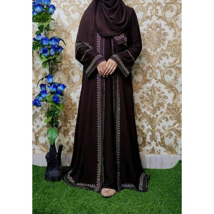 Arabian ston adjust koti borka - with hijab -dubai charry jorjet ...