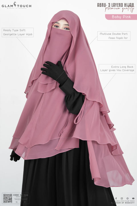 Glam Touch Premium ABRU 3 Layer Hijab Niqab Set | Daraz.com.bd