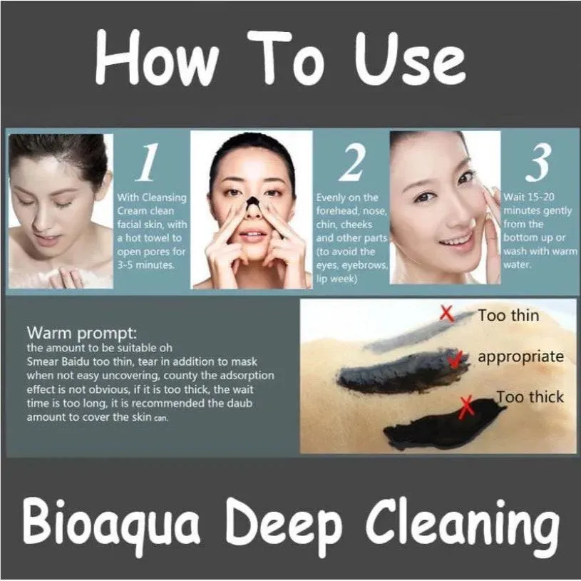 BIOAQUA Black Mask Activated Carbon Charcoal Blackhead Removal Peel Off ...