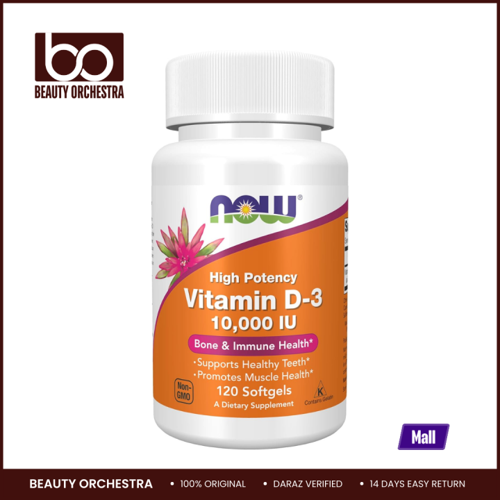 NOW Vitamin D3 10000 IU - 120 Veg Capsules | Daraz.com.bd