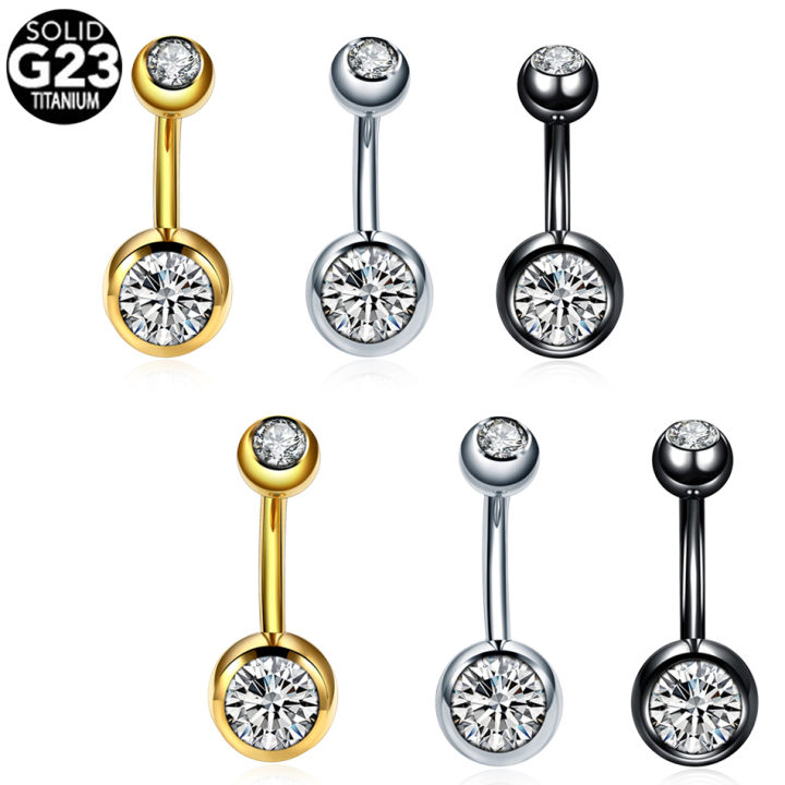 1Pc Titanium Piercing Navel Single Crystal Rhinestone Belly Button ...