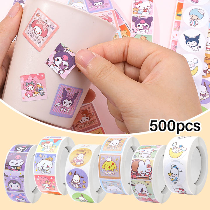 500Pcs/Roll Cartoon Cute Roll Stickers Sanrio Kulomi Melody Teacher ...