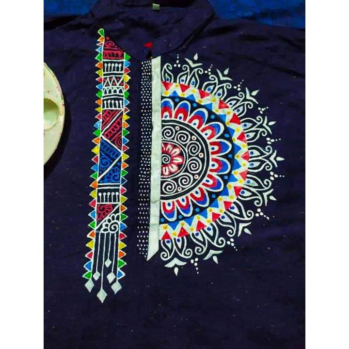 Hand Paint khadi panjabi Aarong Cotton Khadi panjabi | Daraz.com.bd