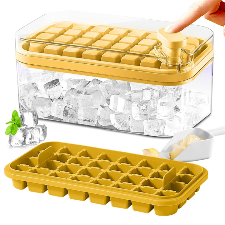 2 Pack Ice-Cube Tray with Lid and Bin Ice-Cube Trays for Freezer 64 Pcs ...