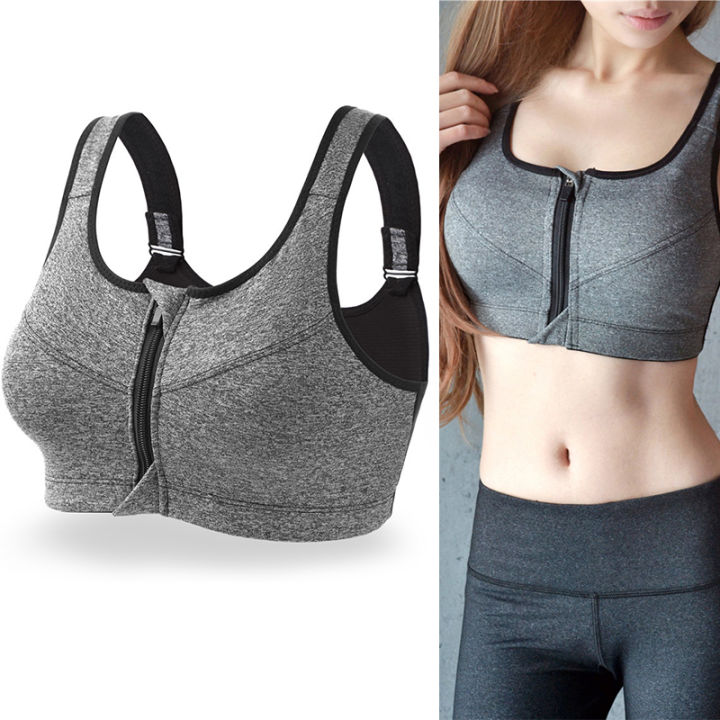 Sports bra camisole sports Tank Tops Front Zipper Closure bra ...