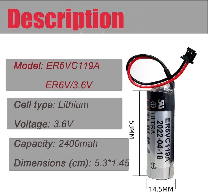 TOSHIBA ER6V/3.6V 2400mAh Non-Rechargeable PLC/CNC Ultra Lithium ...