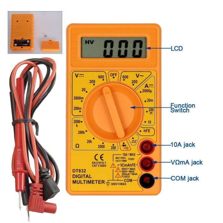 Digital Multimeter, Handheld Digital Multimeter LCD Backlight Portable ...