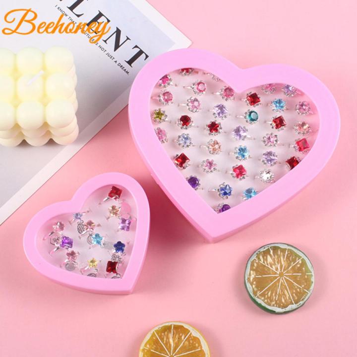Children Ring Diy Set Princess Girl Jewelry Heart-shaped Gift Box Rich ...
