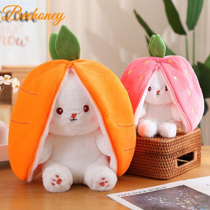 Cute Fruit Transfigured Bunny Plush Toy Soft Stuffed Carrot Strawberry ...