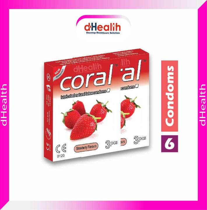 Coral Strawberry Flavor Condom 2's Combo Pack 6 Pcs | Daraz.com.bd