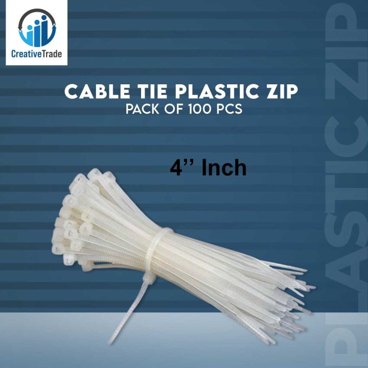 4" Inch Cable Tie Plastic Zip Tie - Pack of 100 Pcs (Approx) - Organize ...