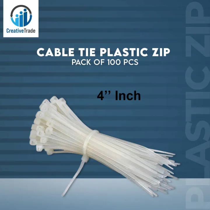 4" Inch Cable Tie Plastic Zip Tie - Pack of 100 Pcs (Approx) - Organize ...