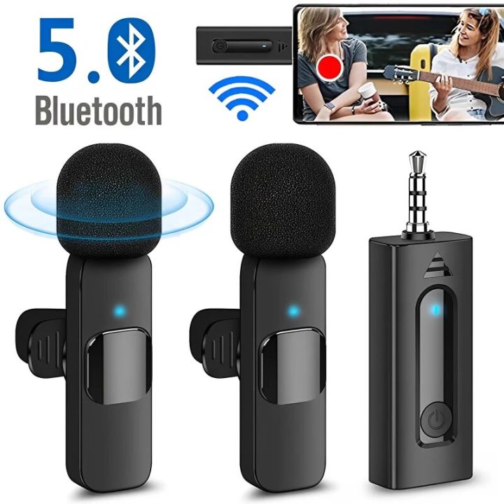 Wireless 3.5mm Lavalier Microphone Bluetooth 5.0 Recording Universal ...