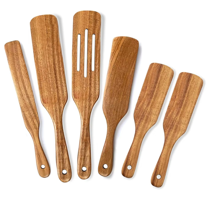 Stirring Spatula Wooden Spurtle Set 6 Pcs,Natural Acacias Kitchen Tools ...
