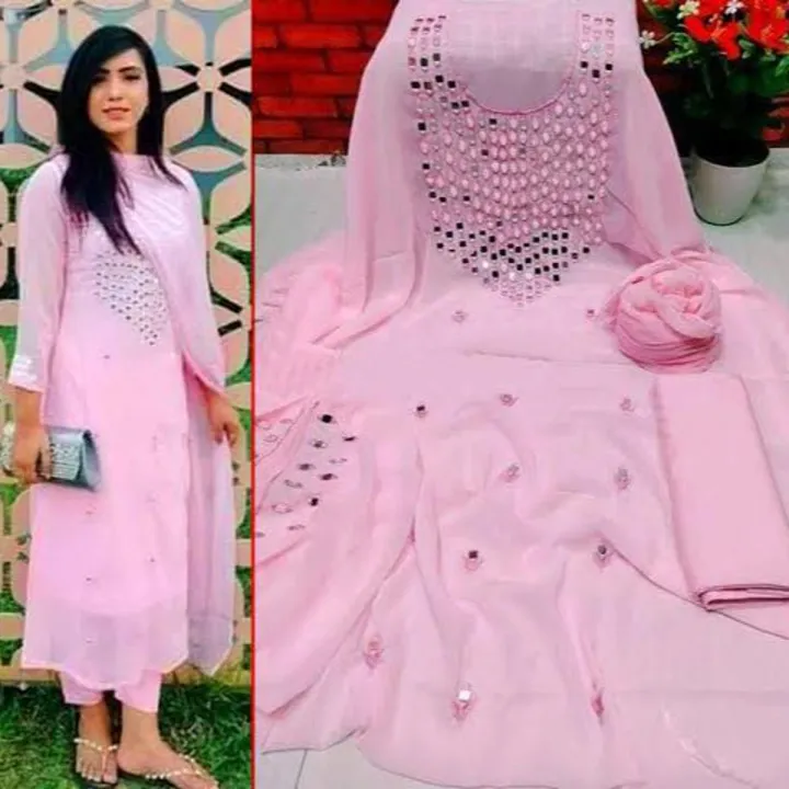 Unstitched Georgette/Jorjet Embroidery Work Salwar Kameez For Women {3 ...