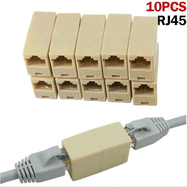 10 Pcs Rj45 Female To Female Network Ethernet Lan Cable Joiner ...