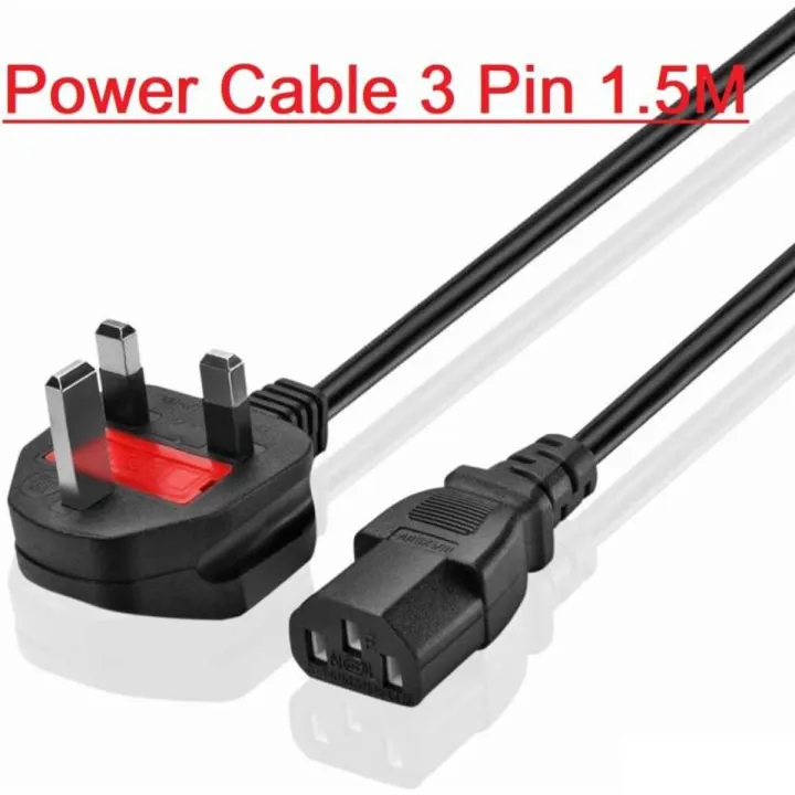 Power Cable 3 Pin 1.5M For Desktop, Laptop, Monitor, Printer | Daraz.com.bd
