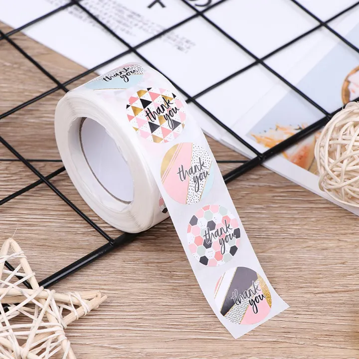 500pcs/roll Pink plaid Stickers for seal label Sealing decoration ...
