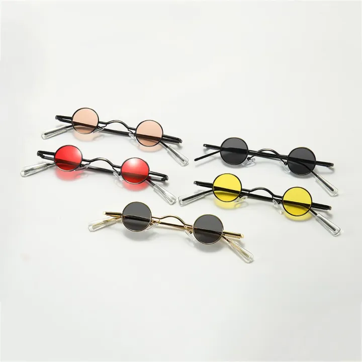 Red Retro Small Black Mini Sunglasses Round Frame Bd