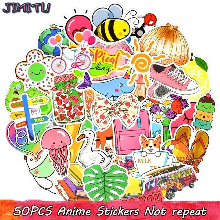 50PCS Kawaii Stickers Vsco Cartoon Animal Waterproof Decal Sticker ...