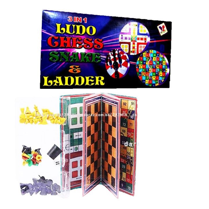 Ludo, Chess & Ladder 3 In 1 Game Set, small size | Daraz.com.bd
