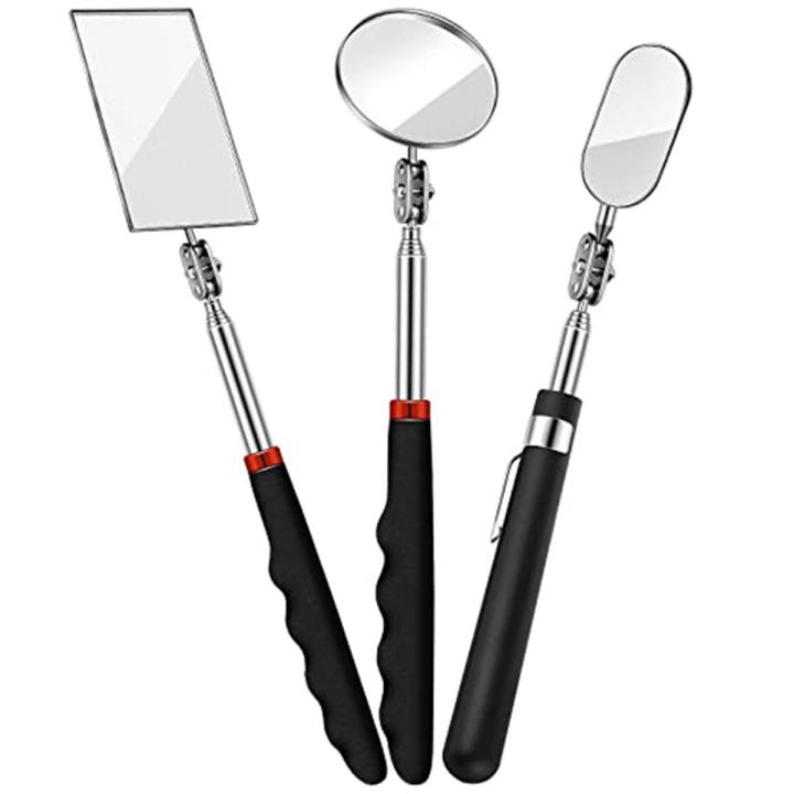 3 Pieces Telescoping Inspection Mirror Round Mirror Square Mirror ...