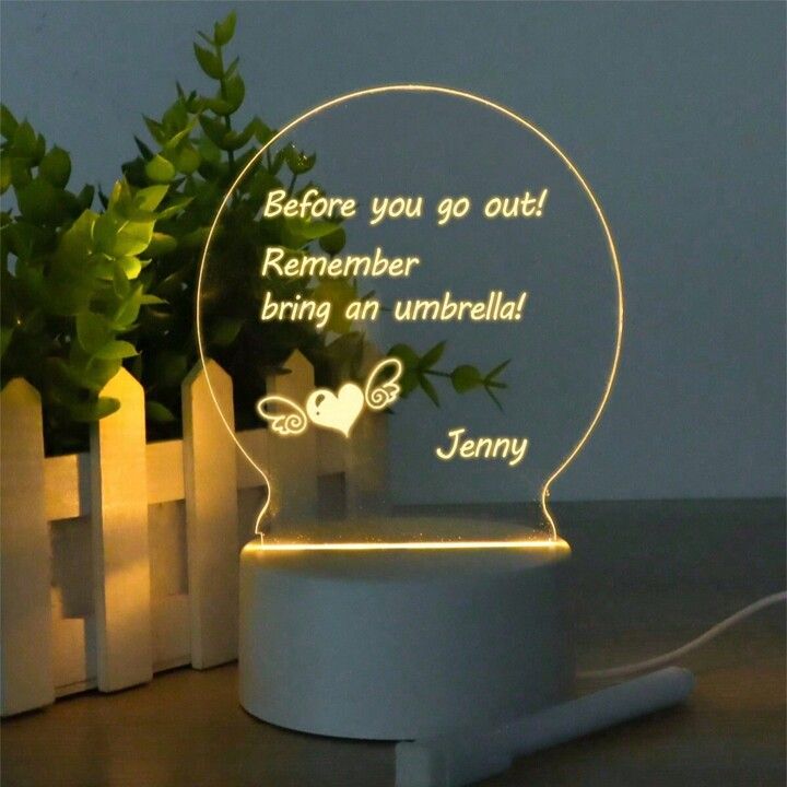 Inditradition 3D Acrylic Creative Message Board with LED Light Base ...