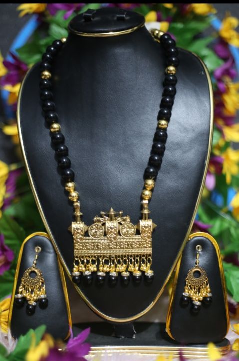 New moti loket set black kalar kaner dul so very beautiful loket set ...