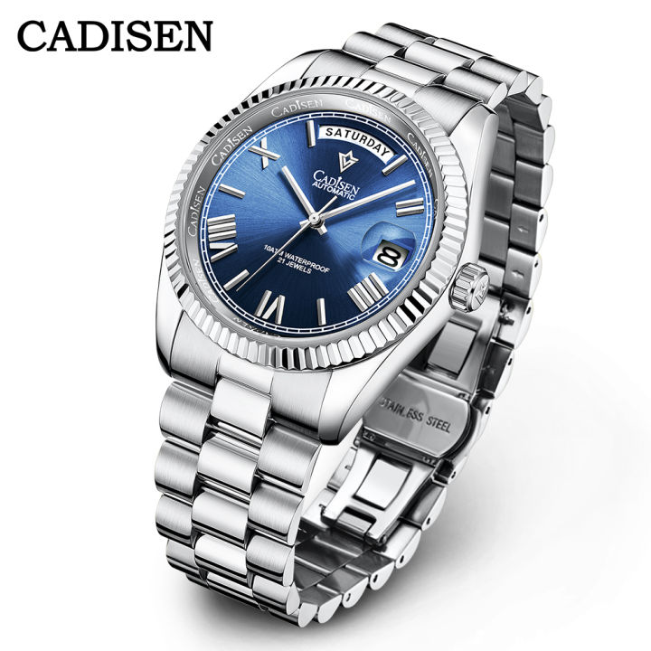 CADISEN Men's Mechanical Watches Luxury Meteorite Dial Automatic Watch For Men Week 100M Japan ...