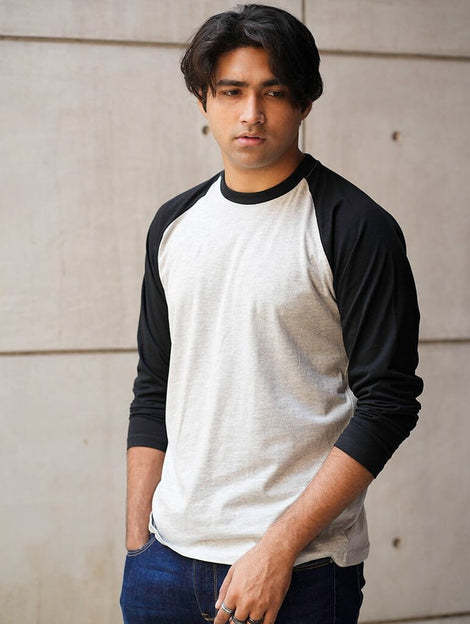 premium quality Cotton fabric full sleeve Raglan t shirt for men-Raglan ...