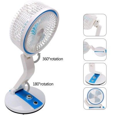 Rechargeable Folding Table Fan with Led Light | Daraz.com.bd