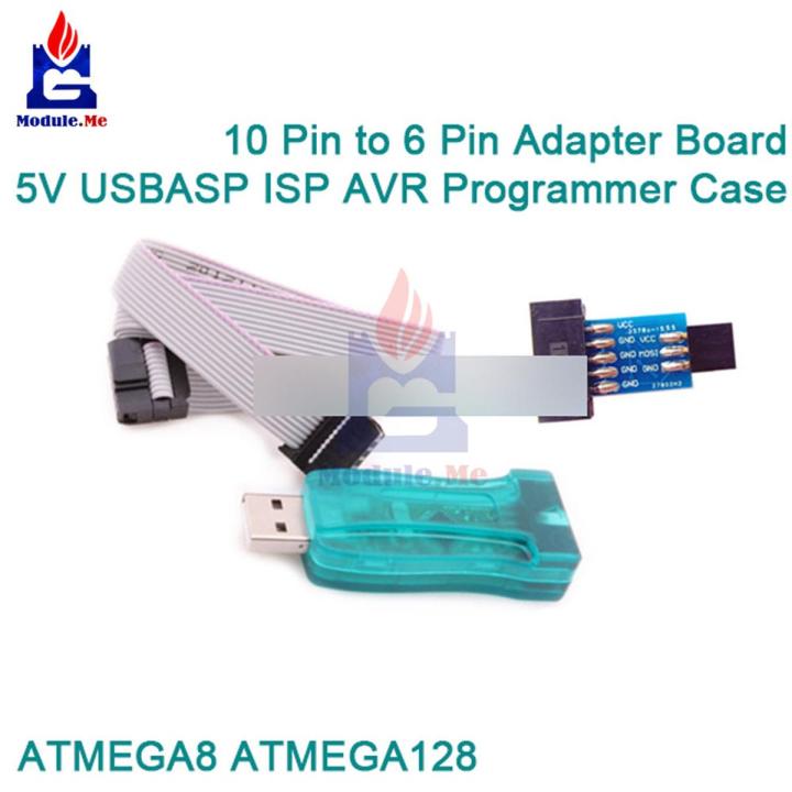 【Mary DAI Store】10 Pin Convert to Standard 6 Pin Adapter Board+5V USBASP ISP AVR Programmer Case ...