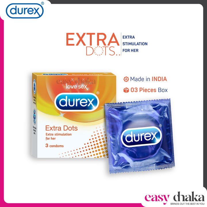 Durex Extra Dots Condoms - 03 Pcs Pack (Made in India) | Daraz.com.bd