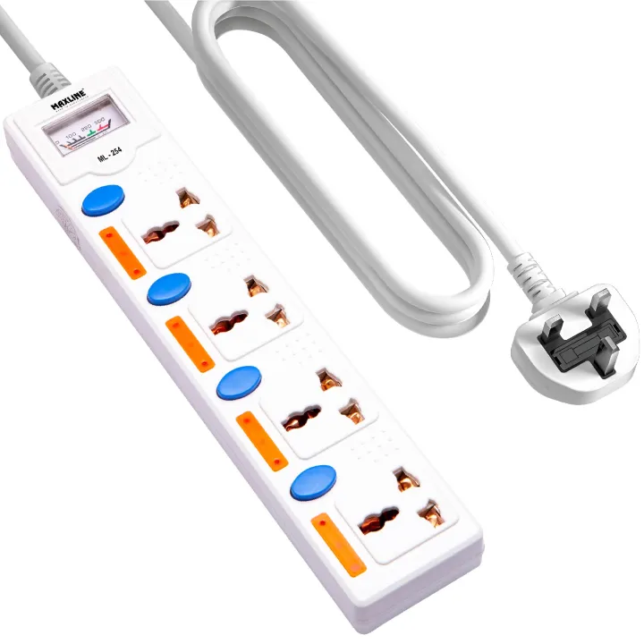 Maxline 4 Gang Multi Extension Socket Model: ML-254-3 pin Plug/ 3 Miter ...